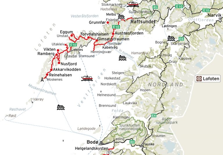 mapa E-10 Lofoten - Un Mundo Interminable